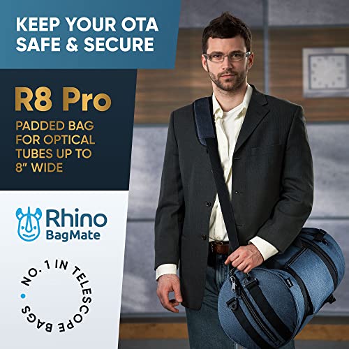 bagmate Rhino R8 Pro Telescope Bag | Protective Padded Bag for Telescopes |Telescope Case for Telescope Accessories | for 4",5",6", & 8" Optical Tubes | With 2 Add. Pockets & a Smartphone Adapter