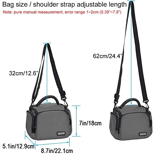 CADeN Compact Camera Shoulder Crossbody Bag Case Compatible for Nikon, Canon, Sony SLR/DSLR Mirrorless Cameras and Lenses Waterproof(1.0 S, Grey)