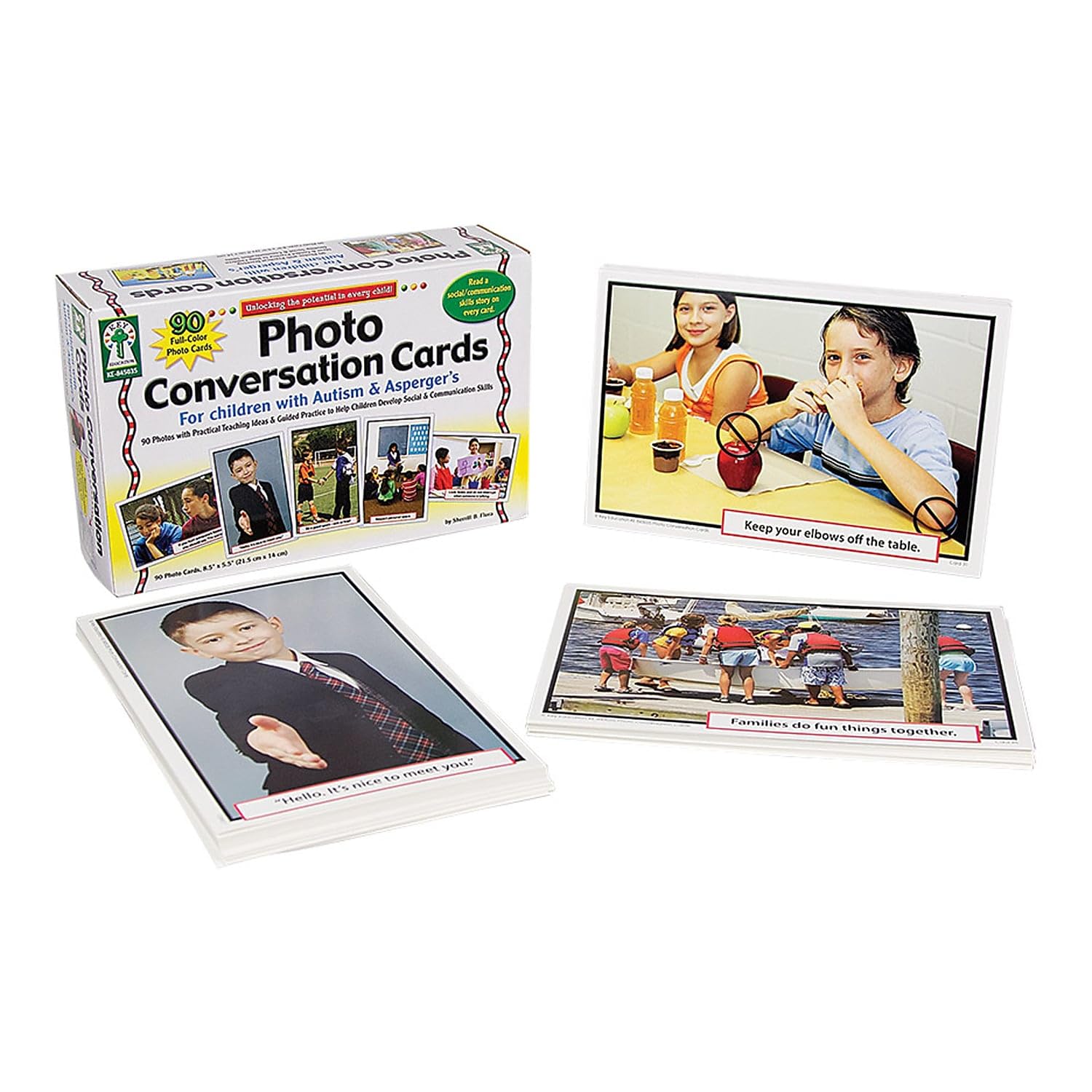 Photo Conversation CardsâSocial Emotional Flash Cards For Children With Autism and Aspergers, Behavioral and Communication Skills Practice, Educational Games for Kindergarten+ (90 pc)