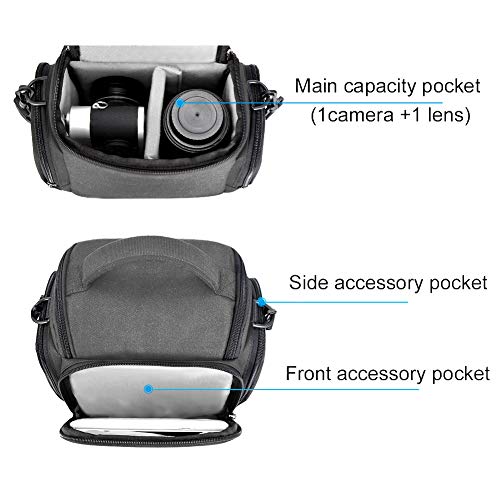CADeN Compact Camera Shoulder Crossbody Bag Case Compatible for Nikon, Canon, Sony SLR/DSLR Mirrorless Cameras and Lenses Waterproof(1.0 S, Grey)