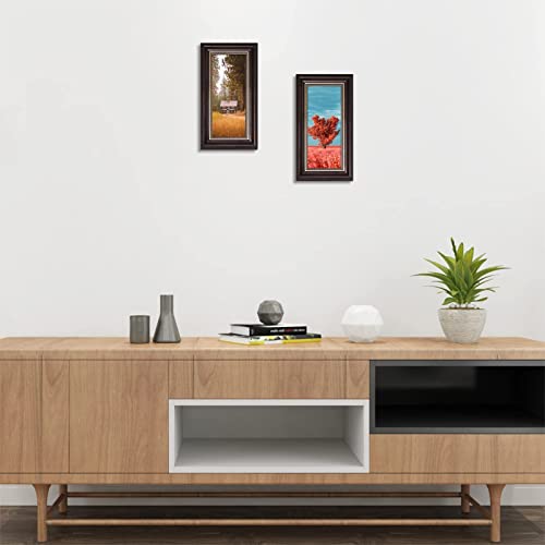 AUEAR, Dollar Bill Frame with Black Mat or 4x9 Business License Holder Without Mat, Easel Stand/Wall Mount, Tempered Glass (Dark Brown with Black Mat, 2-Pack)