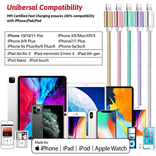 iPhone Charger,Apple MFi Certified 5 Pack iPhone Charger Cable iPhone Cord Nylon Braided Compatible with iPhone 13 Pro/13/12/11 Pro/11/XS MAX/XR/8/7/6s…