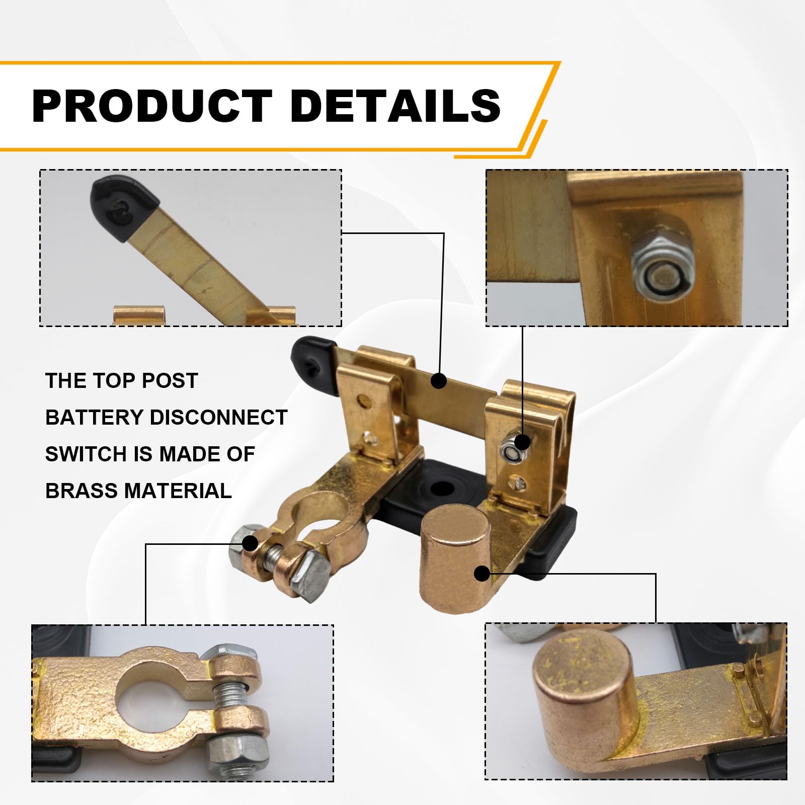 Top Post Knife Blade Master Switch, Solid Brass Knife Blade Master Switch 12V/25V Knife Power Shut Off Isolator for Auto Car RV-Marine Boat Truck Vehicle, Battery Cut Off Shut Off Switch, Negative