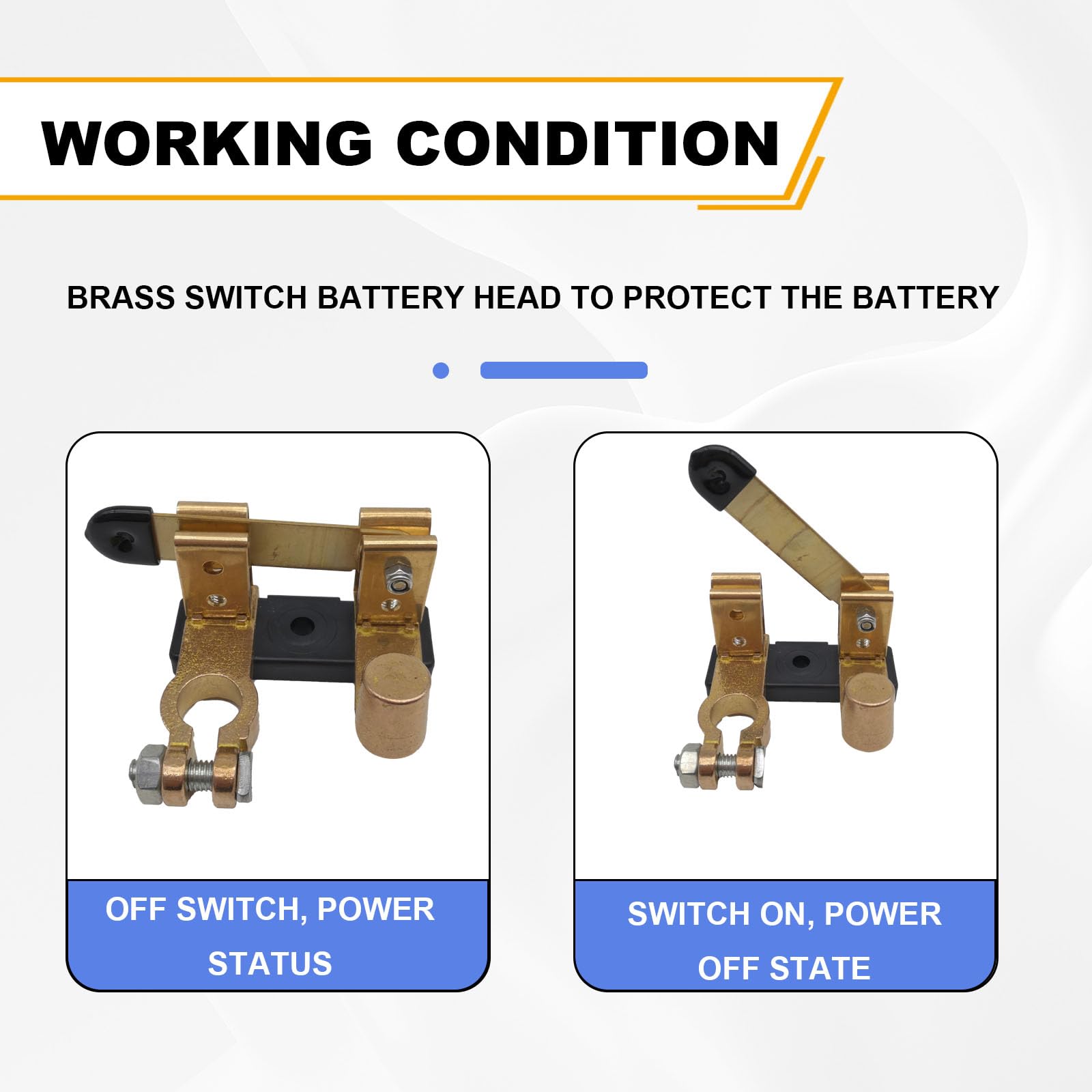 Top Post Knife Blade Master Switch, Solid Brass Knife Blade Master Switch 12V/25V Knife Power Shut Off Isolator for Auto Car RV-Marine Boat Truck Vehicle, Battery Cut Off Shut Off Switch, Negative