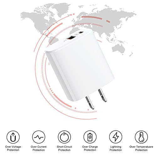 2 Pack 20W USB C Fast Charger Dual Port Wall Charger Block iPhone Charger QC+PD3.0 USB C+A for iPhone 14 Plus 14 Pro Max 13 12 Pro Max Mini 11 XS XR X, iPad Pro Air 10 9 8 7