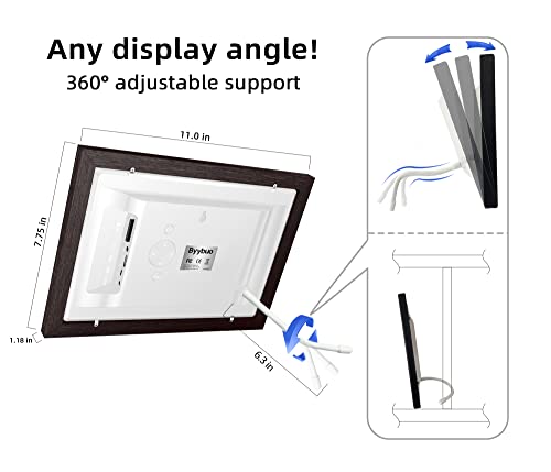 BYYBUO 10.1 inch WiFi Digital Photo Frame, 1280 * 800 IPS Touch Screen Digital Picture Frame,16G-Walnut,Share Photos or Videos via Frameo APP, Gift for Friends and Family
