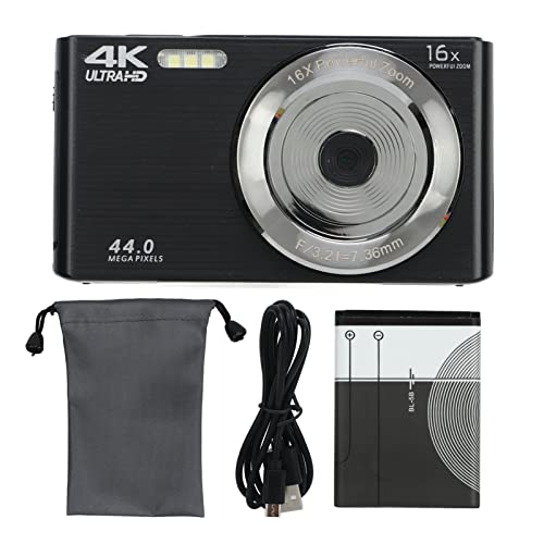 AMONIDA 16X Digital Zoom Camera, HD Camera Plastic Housing 44MP (Black)
