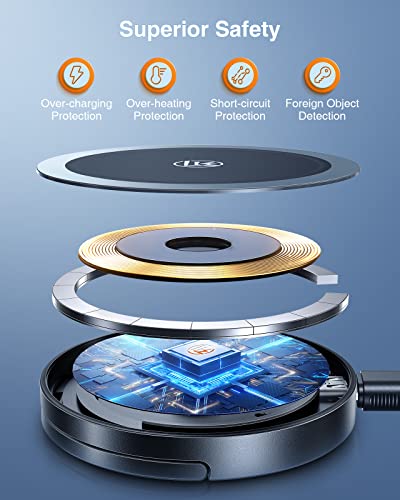 LK Magnetic Wireless Charger Compatible for MagSafe Charger for iPhone 14 Pro Max/14 Pro/14 Plus/13/13 Pro/13 Pro Max/iPhone 12 Pro/12 Pro Max, 3.3 ft Cable(No Adapter), Black