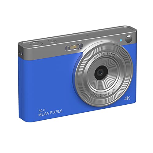 Portable Digital Camera for Photography, 50 Million Pixels Vlogging Camera, 1080P Camera with 2.88'' IPS Screen, 16X Zoom Compact Portable Mini Rechargeable, Gifts for Students Teens Adults (Blue)