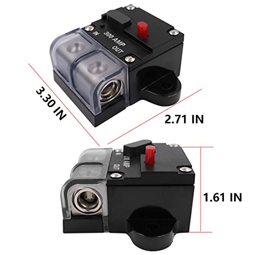 zipelo 100/200/300A Circuit Breaker Resettable, Self Recovery Circuit Breaker with Manual Reset Button, 12-48V DC Waterproof Surface for Power Audio System Protect, Inline Fuse for Vehicles (100A)
