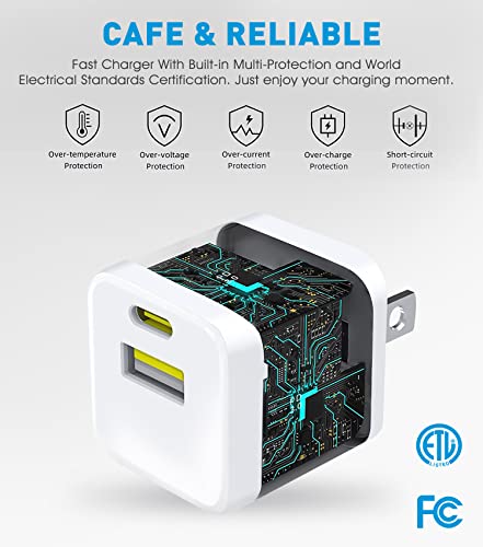 USB C Wall Charger Block,20W Dual Port Charge Adapter,Fast Charging Plug Compatible with Apple Watch Series Se 8 7 6 5 4 3 iPhone 14 Plus 13 12 Mini Pro Max iPad Pro Air, Airpods