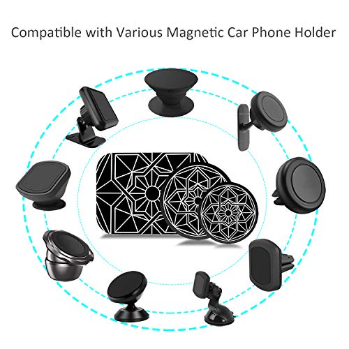 Mount Metal Plate 10 Pack for Magnetic Cell Phone Car Cradle-Less Mounts with 3M Adhesive,Stylish Universal Disc Replacement Sticker for Magnet iPhone Holder Mini Tablet GPS Stand 6 Round 4 Rectangle