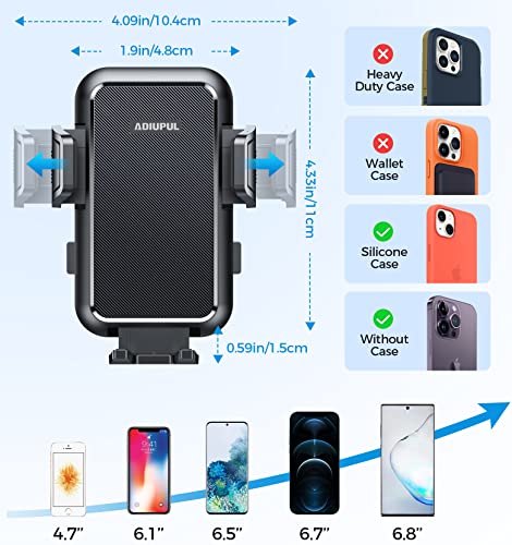 ADIUPUL Car Phone Holder Mount, Phone Mounts for Car 3 in 1 Universal Car Mount, Easy Clamp Hands Free Universal Fit for Dashboard Windshield Vent iPhone Samsung and More Phones