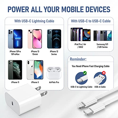 iPhone Fast Charger,[Apple MFi & ETL Certified] 20W Apple Fast Charger with USB C to Lightning Cable 10ft Super Charger Block Apple Chargers for iPhone 13/12/12 Mini/12 Pro/12 Pro Max/11/iPad（1-Pack