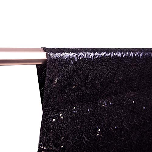 Juya Delight 6FT X 8FT Non-Transparent Sequin Photography Background Backdrop Curtain for Birthday Party Wedding Festival Ceremony (Black)