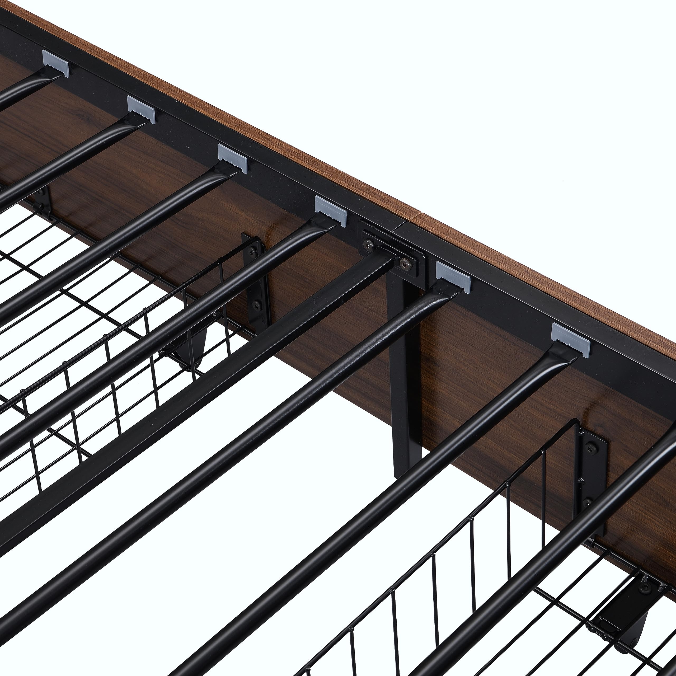 Prohon Queen Size Bed Frame with 4 Extra Large Storage Drawers on Wheels, Strong Steel Slat Support, Space-Saving Metal Platform Bed, Bedframe for Adults, Teens & Kids, No Box Spring Needed, Brown