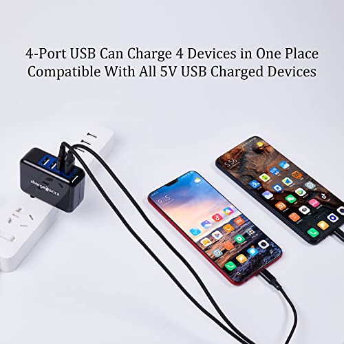 USB Charging Hub Charger Block Wall Charger USB Charger Adapter Charging Station 4 Multi Port Fast Charger Power Block with Cable for iPhone 12 Pro Max Plus Samsung Multiple Device Phone Tablet Laptop