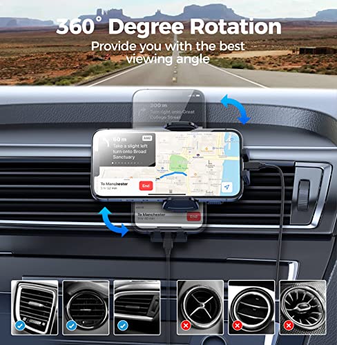 Car Phone Holder Mount, 2022 Upgraded[Gravity Auto-Lock]Car Vent Phone Mount[Thick Case Friendly]Metal Hook Never Fall Universal Cell Phone Automobile Cradles fit for iPhone Samsung All Phones