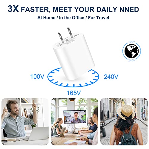 [Apple MFi Certified] iPhone Fast Charger, 20W PD + QC 3.0 Dual Port USB C Wall Charger Plug with 10FT Extra Long USB C to Lightning Fast Charging Data Sync Cord for iPhone 13 12 11 XS XR X 8 iPad
