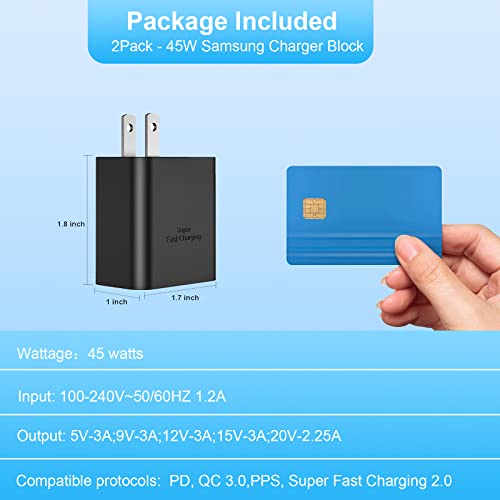 45W USB C Charger, Samsung Super Fast Charging USB Type C Wall Charger Block for Samsung Galaxy S22 Ultra/S22+/S22, Note 20/S20/S21, Galaxy Tab S7/S7+/S8/S8+/S8 Ultra,PPS Wall Charger (2 Pack)