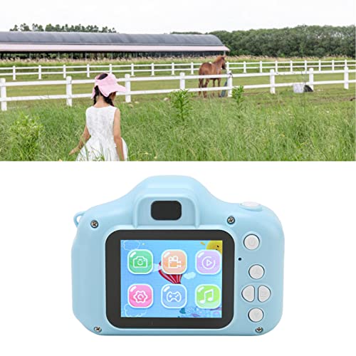 Kids Digital Camera Digital Video Cameras Multi Mode Filter Front Rear 8MP Cute Toddler Camera with Lanyard 32G Memory Card Blue