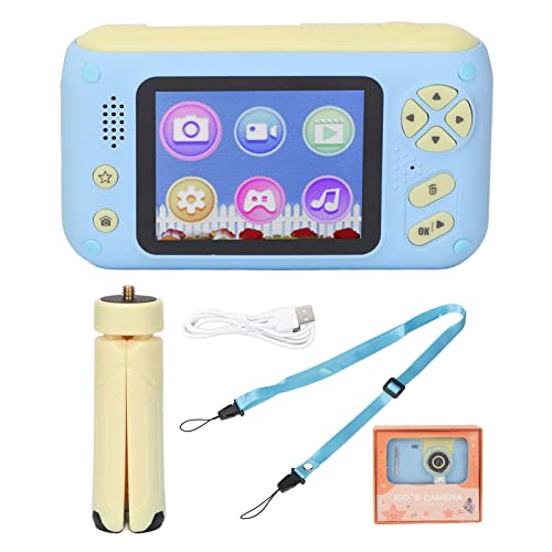 Jeanoko Kids Camera Dual Camera USB Charging Cartoon Kids Selfie Camera Inbuilt Puzzle Games with USB Cable Bracket User Manual for Home Outdoor Use