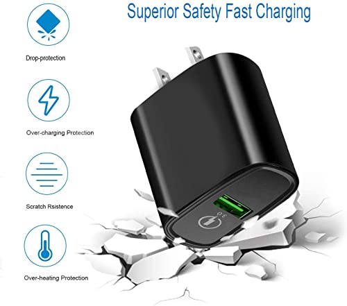 18W for Samsung Galaxy A02S A12 A32 A42 A52 5G Charger Block,Fast Quick Charge 3.0 Wall Phone Power Adapter and 6FT USB C Cable for LG Velvet,Stylo 6 5 4,K92 Wing,K51 Q70,V60 G8X G7 G8 v40 v35 Thinq