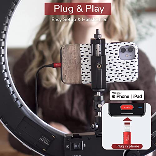PIXEL Microphone for iPhone iPad(Apple MFi-Certified) from Mic for iPhone Live Streaming Vlogging | External Microphone for iPhone Video Recording, Compatible with Apple Lightning Devices (5ft)