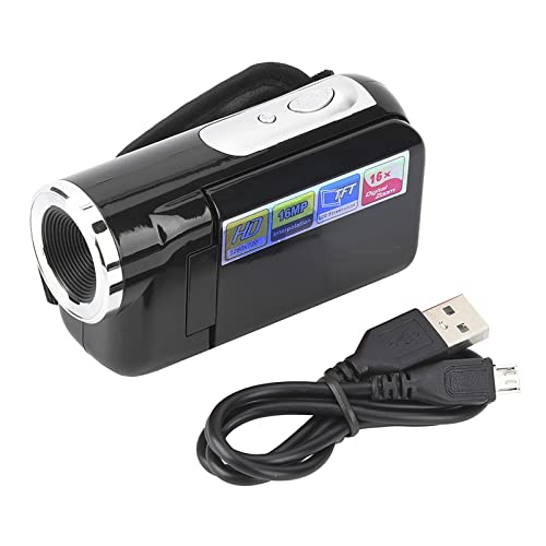 Portable Child DV Camera, 16X Digital Zoom, HD Camera, Support Memory Card, Children's Toys with TFT LCD Sceen (Black)