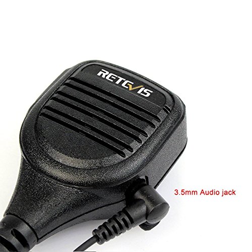 Retevis 2 Pin Two Way Radio Shoulder Speaker Mic with 3.5mm Audio Jack,Compatible with Motorola CP200 GP200D RMU2040 RDU4100 GP88S CP250 P040 EP450 MagOne A8 HYT TC500 Handhled Walkie Talkie(1 Pack)