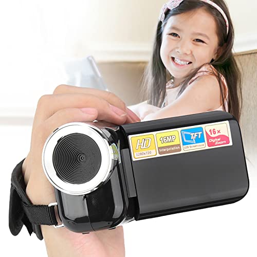 Portable Child DV Camera, 16X Digital Zoom, HD Camera, Support Memory Card, Children's Toys with TFT LCD Sceen (Black)