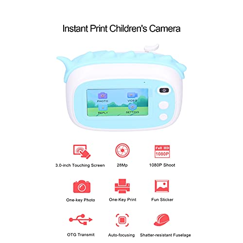 Instant Print Camera, Time-Lapse Photography Play Classic Snake Games Smart Child Print Camera for Travel for Kid