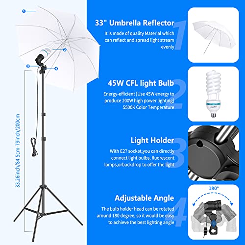 NEEWER Photography Lighting kit with Backdrops, 8.5ftx10ft Backdrop Stand, 800W Equivalent 5500K Umbrella Softbox Continuous Lighting, Photo Studio Equipment for Portrait Product Photo Shoot