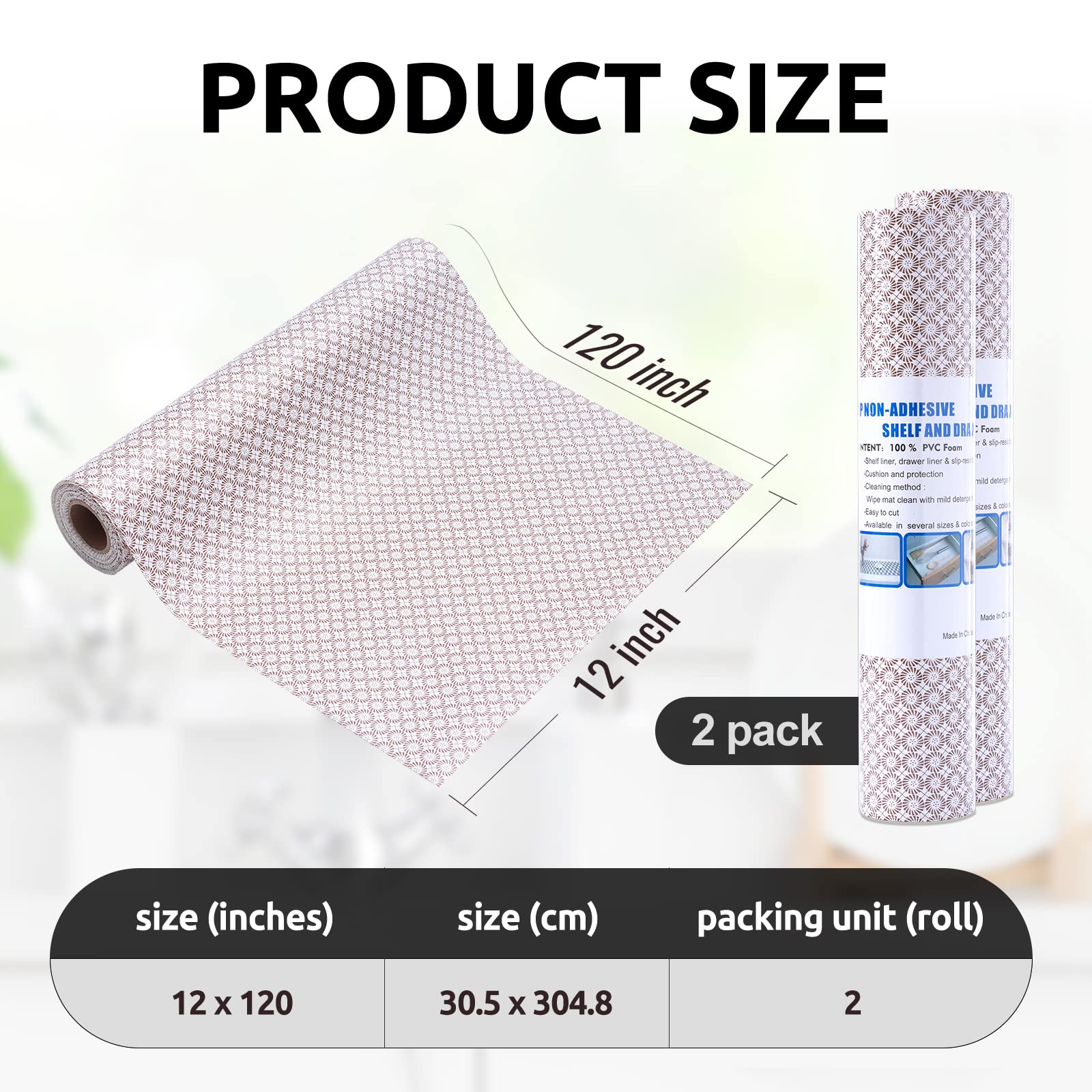 RAY STAR 12X120 Inch Shelf Liner for Kitchen Cabinets, Non-Adhesive Cabinet Liner Washable, PVC Drawer Liner for Dresser Non-Slip Bathroom (Circle)(1 Roll)