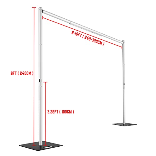 Hecis Pipe and Drape Backdrop Stand Kit 8ft x 10ft, Backdrop Stand Heavy Duty Wedding Backdrop for Events Wedding Decoration Backdrop Frame