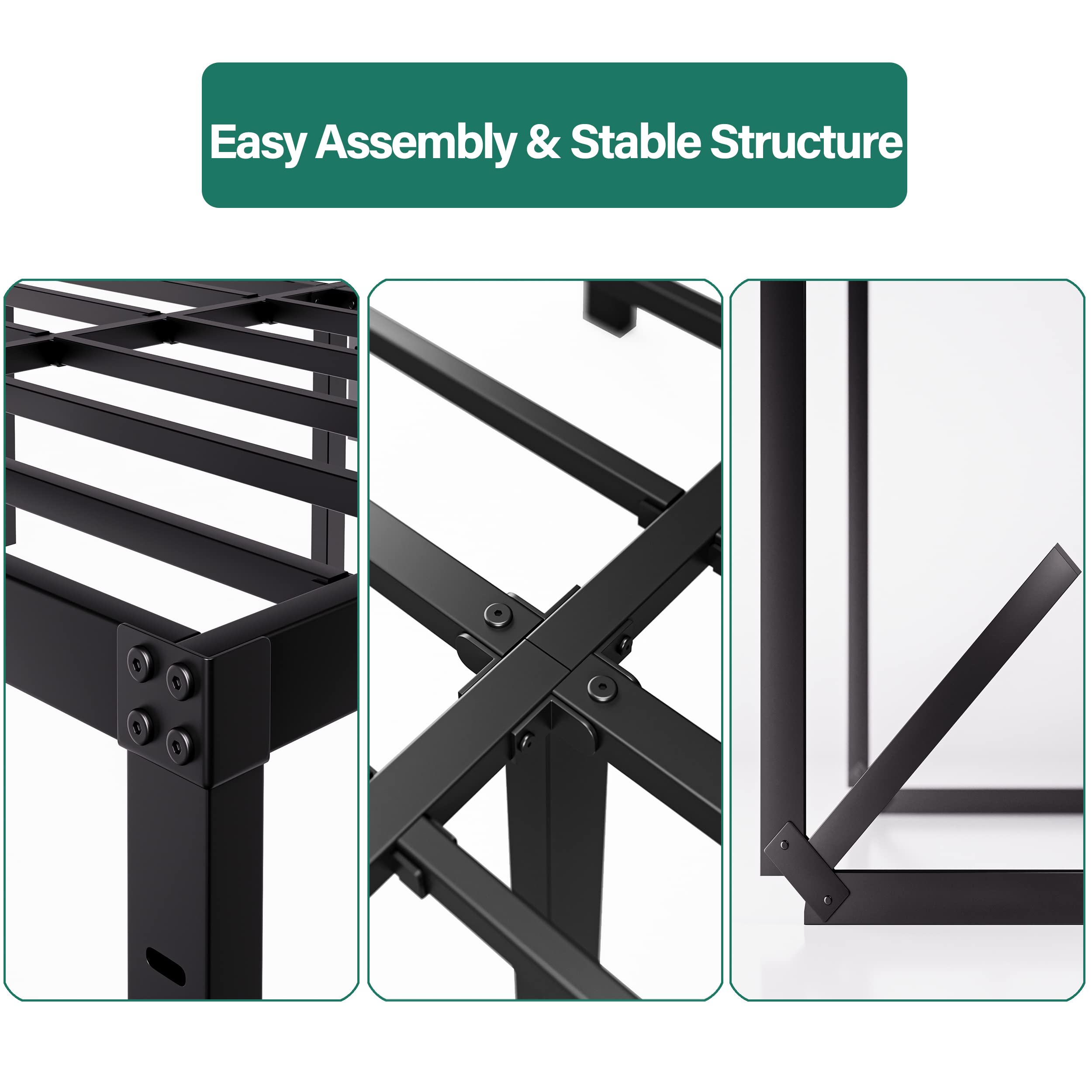 RestVille Queen Size Bed Frame Heavy Duty Steel Slats Platform Metal Bed Frame No Box Spring Needed