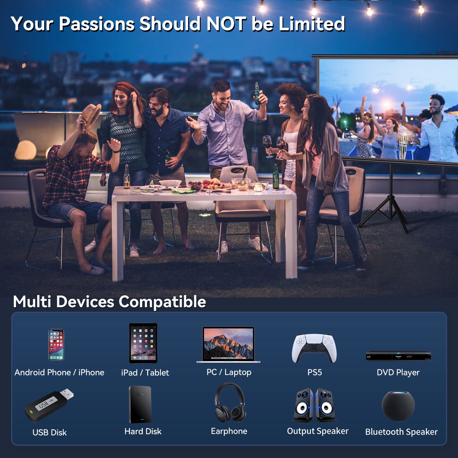 5G WiFi Bluetooth Home Projector, Toperson Native 1080P 600 ANSI 4K Supported Max 300" with 4P/4D Keystone Correction Video Projector for iPhone Android Smartphone, TV Stick, HDMI, Laptop, Tablet