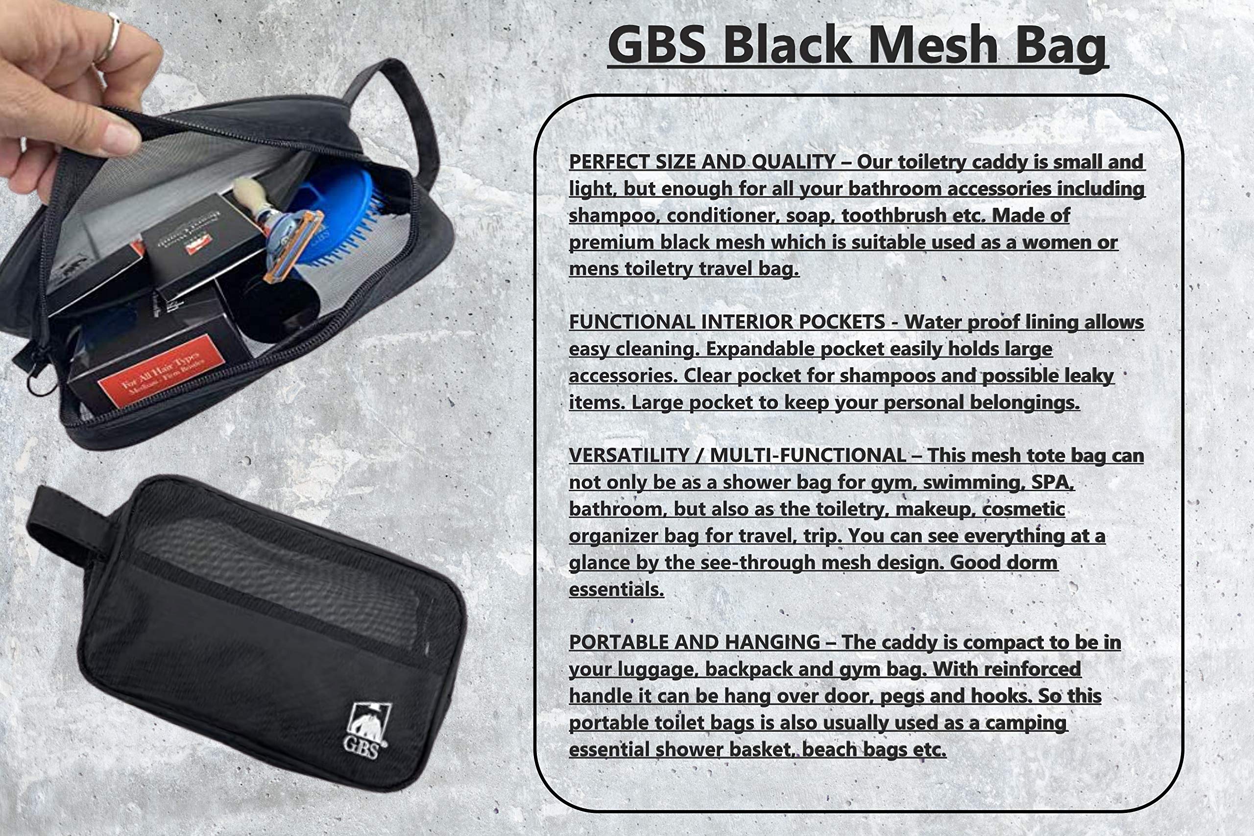 GBS Classic Straight Edge 6" Long Scales Folding Razor Barber Shavette Leather Case + 10 Blades and Toiletry bag - Men's Manual Shaver Excellent Locking Safety Mechanism (Black)
