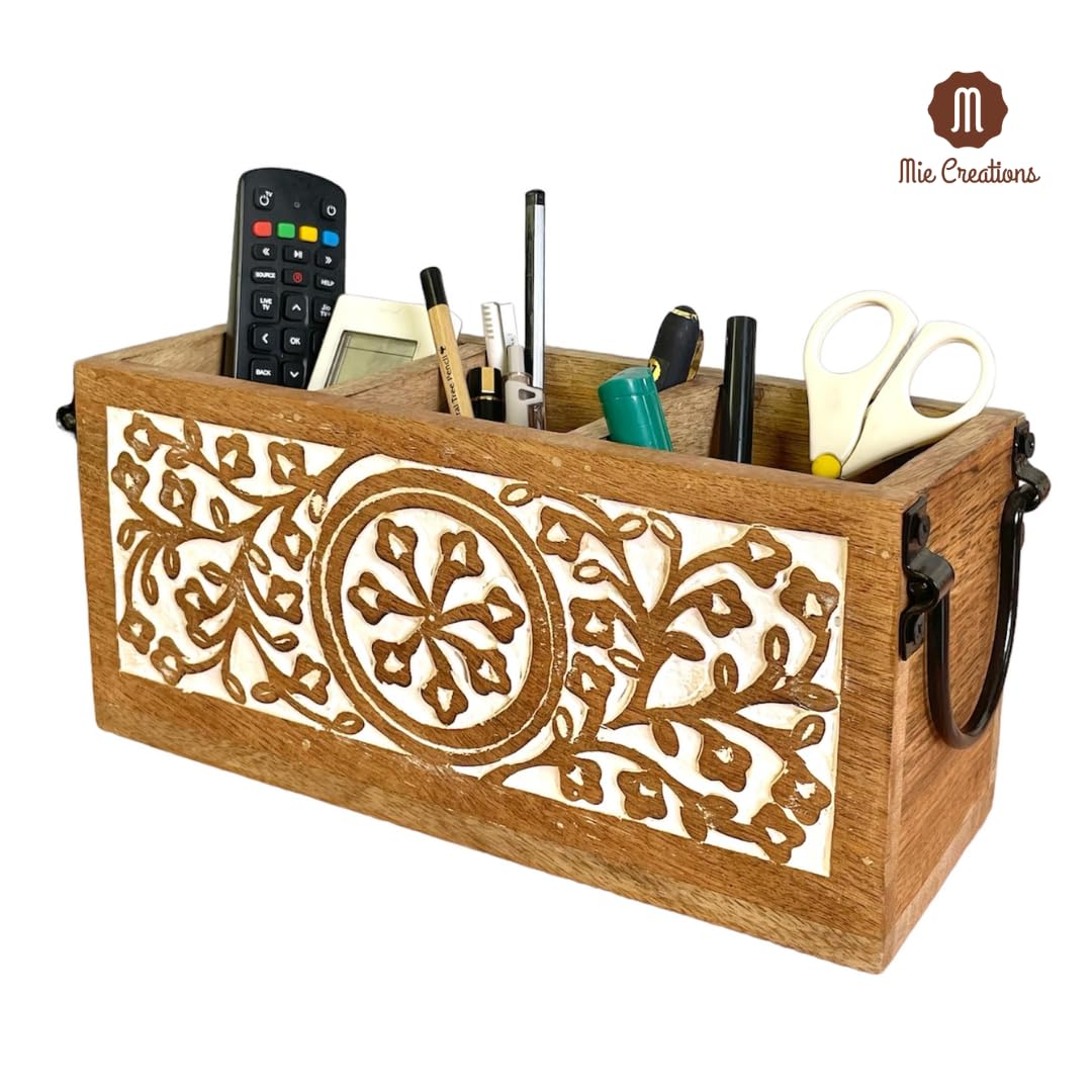 3 Compartment Farmhouse Wooden Flatware Caddy with Metal Handles for Kitchen Countertop, Silverware Caddy for Buffet Party, Rustic Wood Utensil Cutlery Holder, Bathroom Dining Table Office Organizer