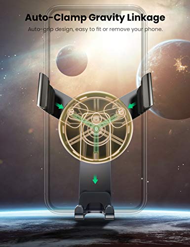 UGREEN Car Vent Phone Mount Air Vent Clip Cell Phone Holder Gravity Auto Lock Compatible with iPhone 14 Pro Max 14 Plus, iPhone 13 12 11 Pro Max XR XS 8 7 Plus SE, Samsung Galaxy S22 Smartphone Black