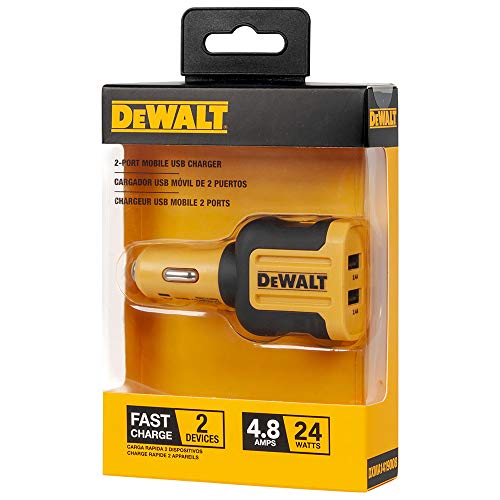 DEWALT 2-Port USB Car Charger β 24W Fast Charge Dual Port USB-A for iPhone 14 13 12 11 Pro Max X XR XS 8 Plus 6s iPad β Compatible with Samsung Galaxy S22 S21 S10 Plus S7 GPS