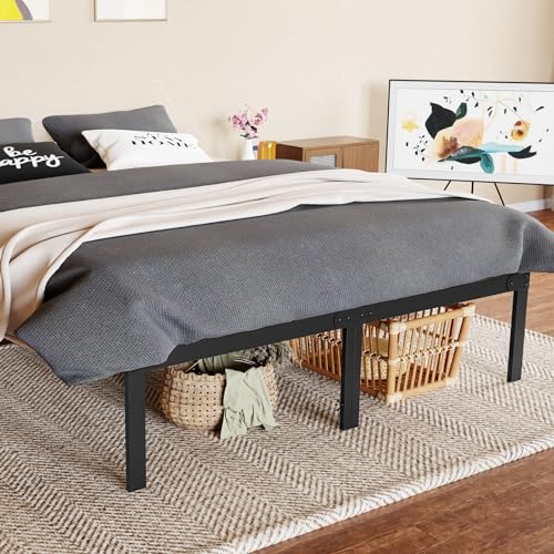 NEWBULIG 14 inch Queen Size Bed Frame, Heavy Duty Platform Bed Frames with Under Bed Storage Space Easy Assembly, No Box Spring Needed, Sturdy Steel Slat Support