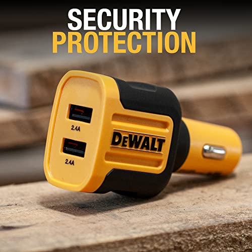 DEWALT 2-Port USB Car Charger β 24W Fast Charge Dual Port USB-A for iPhone 14 13 12 11 Pro Max X XR XS 8 Plus 6s iPad β Compatible with Samsung Galaxy S22 S21 S10 Plus S7 GPS