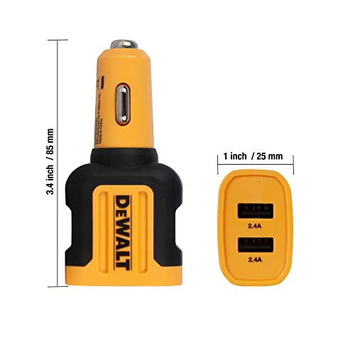 DEWALT 2-Port USB Car Charger β 24W Fast Charge Dual Port USB-A for iPhone 14 13 12 11 Pro Max X XR XS 8 Plus 6s iPad β Compatible with Samsung Galaxy S22 S21 S10 Plus S7 GPS
