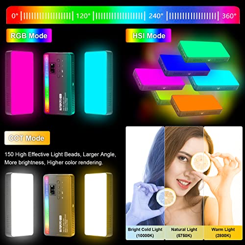 Sutefoto RGB LED Video Light 15 (W) /360° Full Colors/CRI 96+/5000mAh Battery/ 2800K-10000K On-Camera Lighting Mini Pocket Light for Vlog YouTube Videos, Portable LED Camera Light.