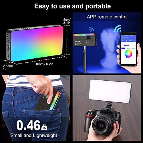 Sutefoto RGB LED Video Light 15 (W) /360° Full Colors/CRI 96+/5000mAh Battery/ 2800K-10000K On-Camera Lighting Mini Pocket Light for Vlog YouTube Videos, Portable LED Camera Light.