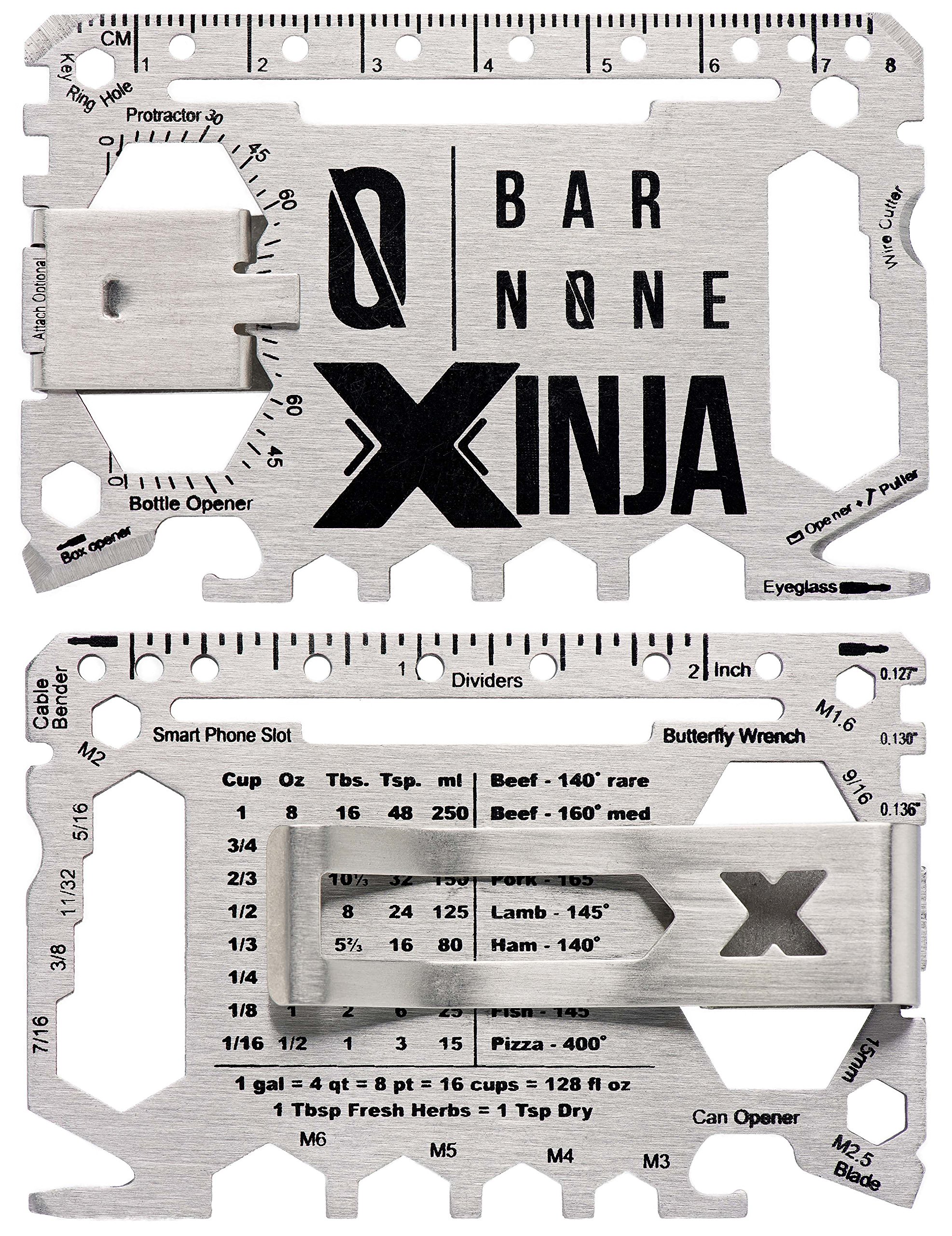 50 in 1 Credit Card Multitool Wallet Multi Tool Money Clip Clips Xtreme Ninja EDC Gerber Leatherman Knives Utility Knife Slim Wallets Minimalist Survival Everyday Carry | BAR NONE Xinja, Stainless