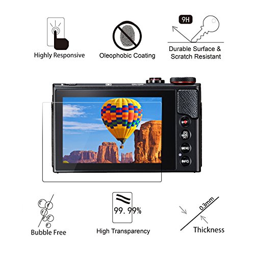 [3-Pack] Tempered Glass Screen Protector for Canon G7X Mark II G9X G9XII G7X G5X, Akwox 9H LCD Protective Cover