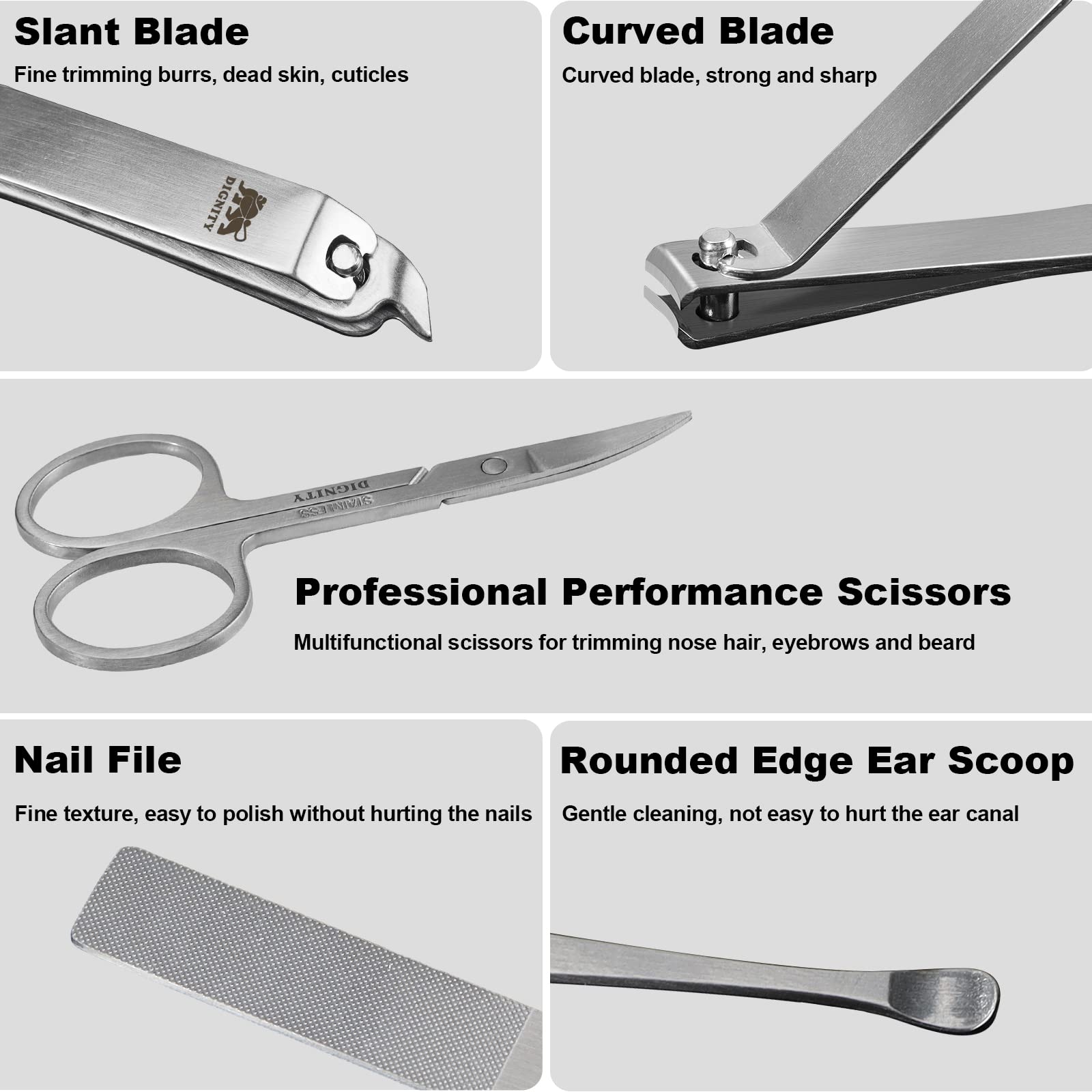 Mini Travel Nail Clippers Kit,Mini Travel Manicure Set,Super Sharp and Sturdy,Both for Men and Women Stylish German Quality Stainless Steel (Gift Boxed) (5Pcs Set)