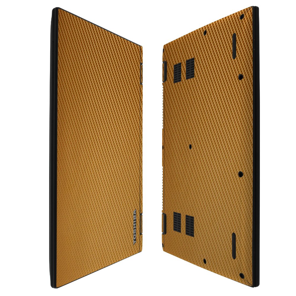 Skinomi Gold Carbon Fiber Full Body Skin Compatible with Toshiba Satellite Radius (2015, 14 inch)(Full Coverage) TechSkin with Anti-Bubble Clear Film Screen Protector